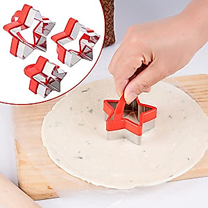 Tugaizi 3 Pack 4th of July Star Cookie Cutters Set with Handle Stainless Steel Biscuit Cutter Mini Mold for Pressing Cookie, Sandwich, Bread Independence Day