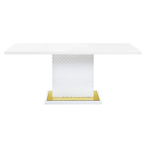 Acme Gaines Wooden Rectangular Top Dining Table in White High Gloss