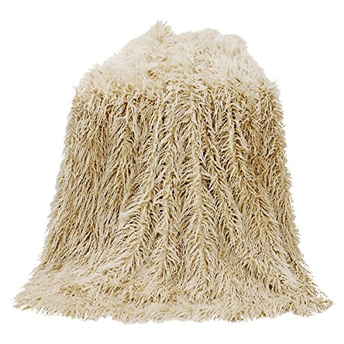 HiEnd Accents Mongolian Sheep Lamb Faux Fur Fluffy Throw, 50x60 inch, Cream Solid Color, Soft Cozy Fuzzy Warm Luxury Blanket, Modern Rustic Style