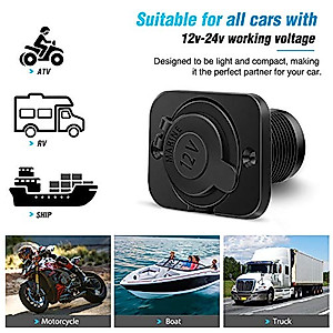 Nilight 2 Pack Car Cigarette Lighter Socket DC 12V Waterproof Power Outlet Adapter Replacement with Terminals Wires and Screws for Marine Boat Motorcycle, Boat, Car,Truck, RV, ATV,2 Years Warranty