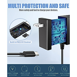 15V 2.6A AC Adapter Replacement for Nin-tendo Switch Game Console Switch Lite, Switch Dock Switch Pro Controller, Wall Charger with 5ft Type C Cable (Support TV Mode/Dock Station)