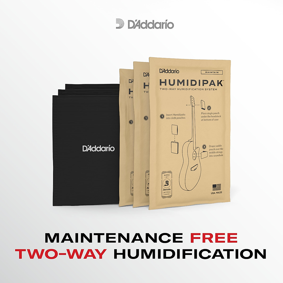 D'Addario Accessories Guitar Humidifier System - Humidipak Maintain Kit - Automatic Humidity Control System - Maintenance-Free, Two-Way Humidity Control System For Guitars