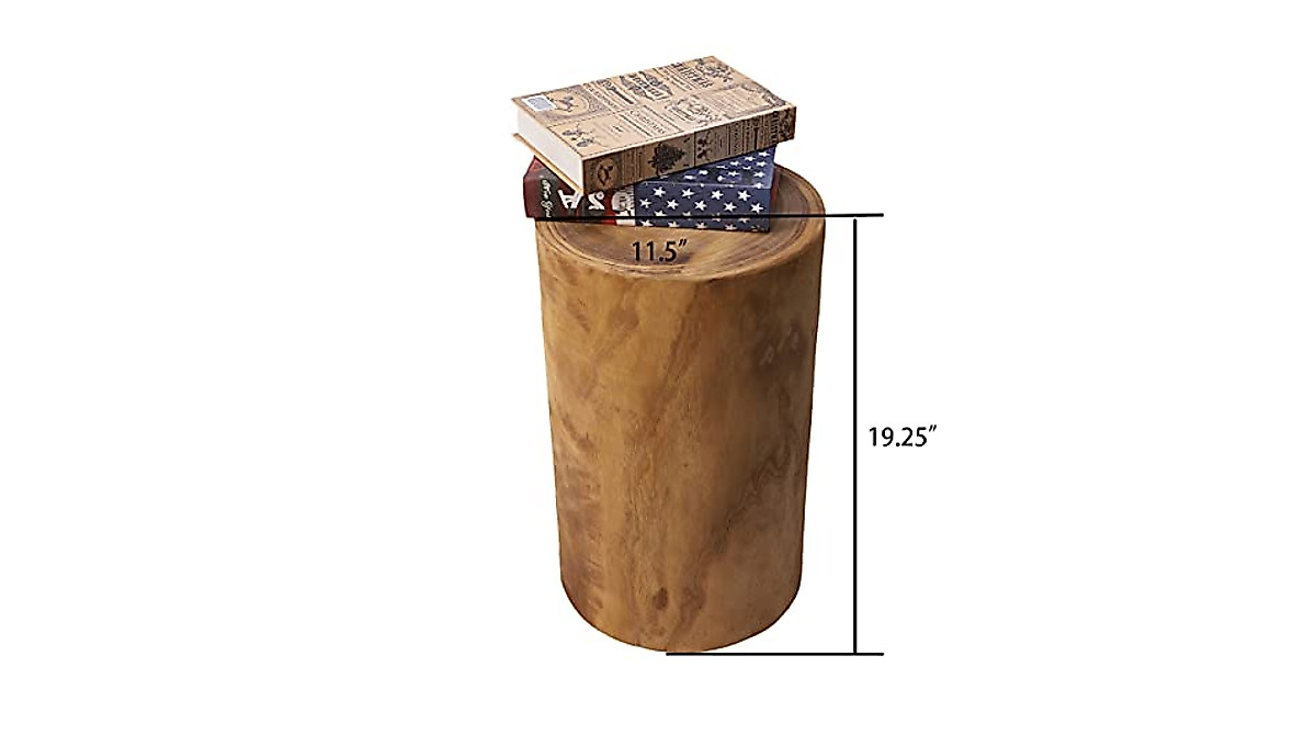 Athaliah Wooden Tree Stump Stool - Rustic Garden Side Table