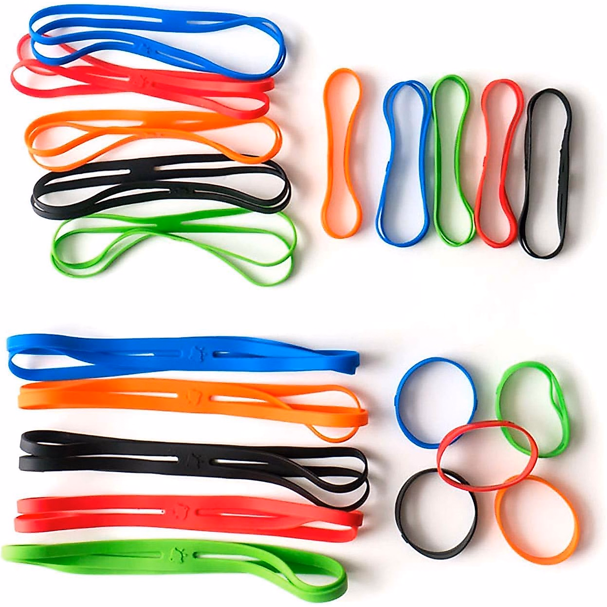 GRIFITI H Band Joes Colorful Cross Style 4, 6, 9, 12 Inch Assorted 20 Pack X Shape Wrist, Folders, Cameras, Art, Cooking, Wrapping, Exercise, Bag, Dungies, Big Strong & Heavy Duty Silicone Long Rubber