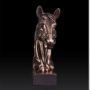 SHJDLSB Retro Horse Head Statue, Antique Copper Animal Doll, Arts and Crafts Living Room Office Decoration-1_291343CM