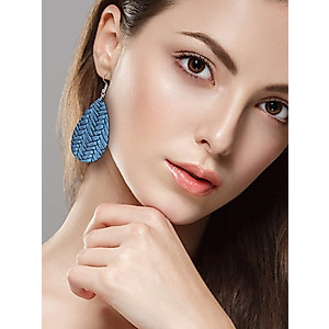 Hicarer 20 Pairs Faux Leather Earrings Lightweight Leaf Earring Teardrop Dangle Earrings for Women Jewelry Gift(Classic with Bold Style)