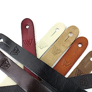 Walker And Williams AT-1-DBRN Distressed Brown Premium Leather Acoustic Guitar Strap Button Headstock Adaptor For Acoustic, Electric, And Bass Guitars