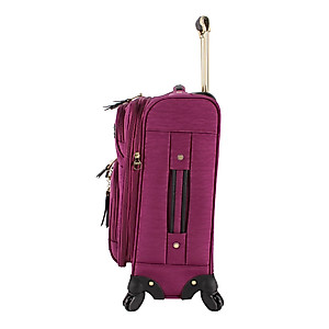 Steve Madden Designer Luggage Collection - Lightweight Softside Expandable Suitcase for Men & Women - Durable 20 Inch Carry On Bag with 4-Rolling Spinner Wheels (Peek-A-Boo Purple)