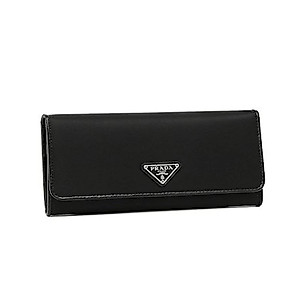 Prada Women's Nylon Logo Long Black Wallet 1MH132