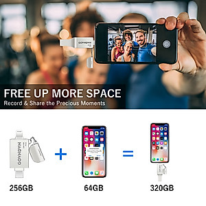 GOVNDVN MFi Certified 256GB iPhone Photo-Stick-USB-C iPhone-Flash Drive Photo-Storage-Thumb-Drive iPhone Backup Stick iPhone Memory Storage for iPhone 15/14/13/12/11 iPad Mac PC Android