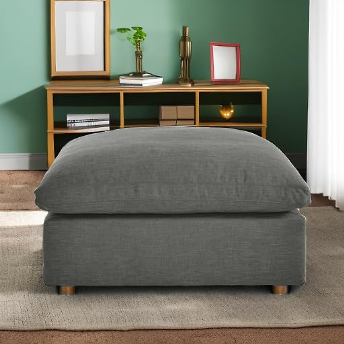 Modway Commix Down-Filled Overstuffed Upholstered Sectional Sofa Ottoman in Gray