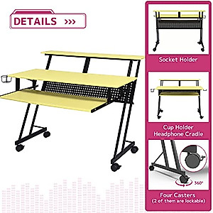 Acme Suitor Wooden Top Music Recording Studio Desk in Yellow and Black