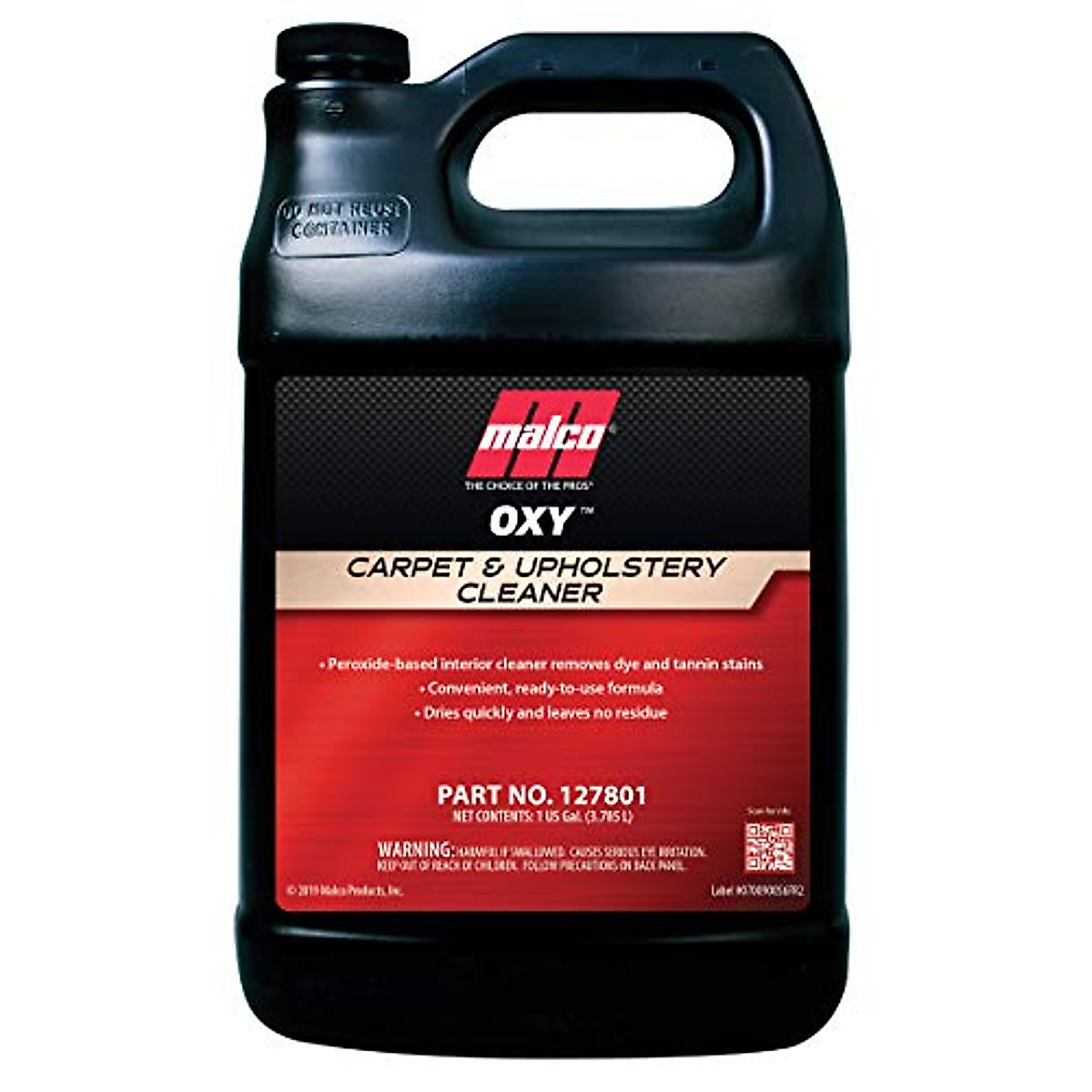 Malco OXY Carpet & Upholstery Cleaner - Stain Remover Spray for Car Interior Fabric/Cleans the Toughest Vehicle Stains/Deep Cleaning Liquid Formula / 1 Gallon (127801)