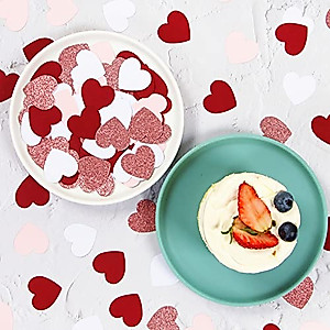 Rose-gold Pink Wine-Red Bachelorette Heart-Confetti - 300pcs Mothers Day PartyDecorations Glitter Paper Confetti Princess Tea Party Sweet 16 18 Birthday Table Decor Lasting Surprise