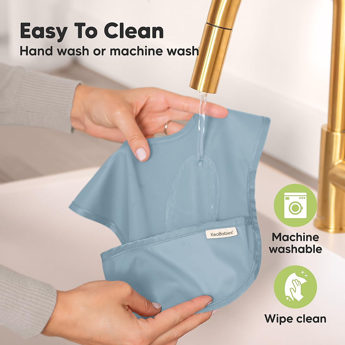 3-Pack Waterproof Baby Bibs for Eating - Lightweight Baby Bib with Food Catcher, Mess Proof Toddler Bibs, Waterproof Bibs for Baby Boys, Baby Girls, Feeding Bibs, Drool Bibs, Baby Food Bibs (Ocean)