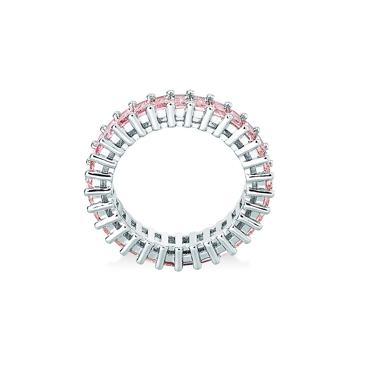 Velamnia Classical Band Ring for Women Gold Plated CZ Statement Ring Engagement Wedding Stackable Rings Eternity Ring (Pink, 7)