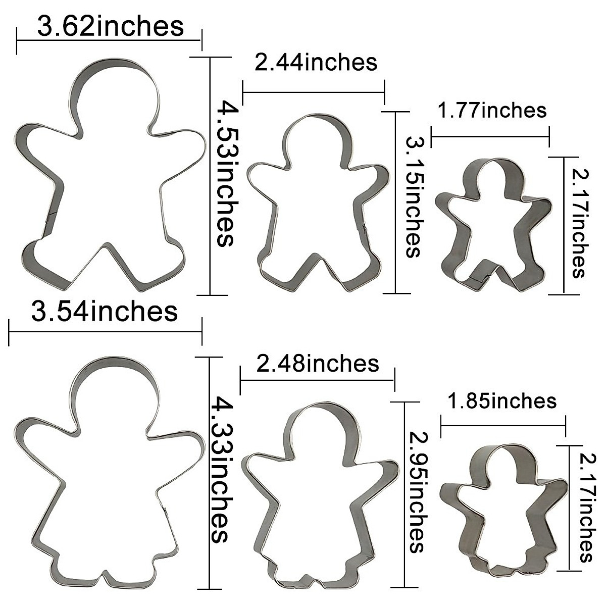 6PCS Cute Funny Gingerbread Boy and Girl Christmas Lebkuchen Cookie Cutter Molds, Like A Family by CSPRING