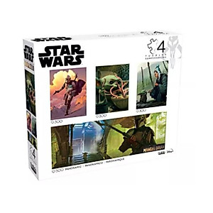 Buffalo Games - 4-in-1 Star Wars/Mandelorian Multipack for Adults Challenging Puzzle Perfect for Game Nights - Multipack Piece Finished Size is Varied