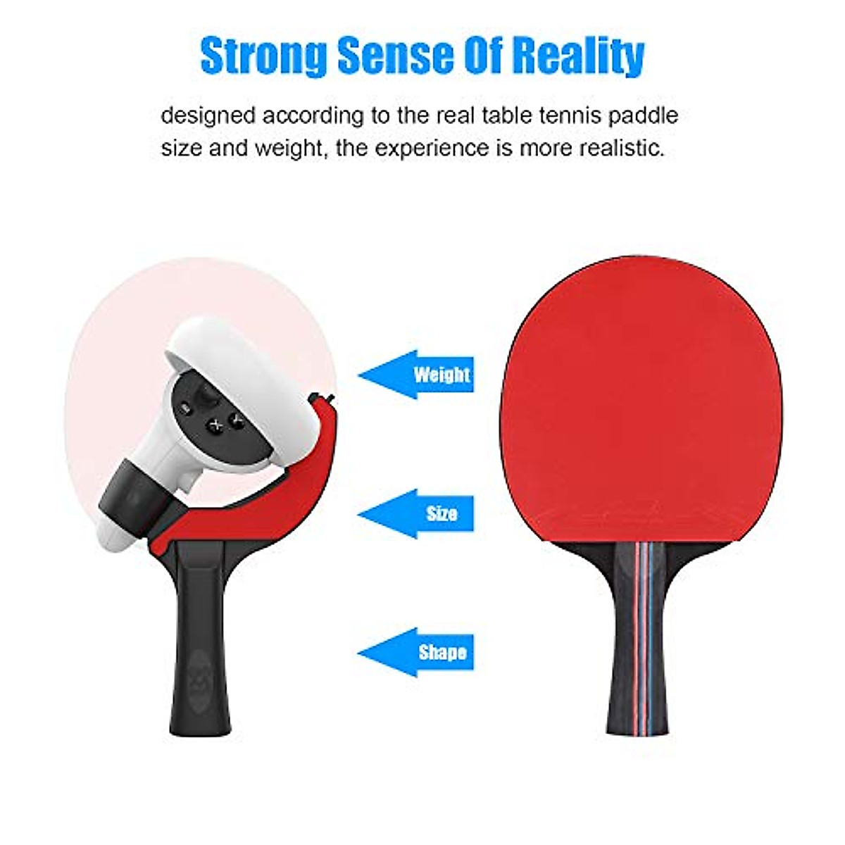 AMVR Table Tennis Paddle Grip Handle for Meta/Oculus Quest 2 Touch Controllers Playing Eleven Table Tennis VR Game