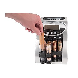 Royal Sovereign 2 Row Electric Coin Counter With Patented Anti-Jam Technology and Digital Counting Display (FS-2D),Blk/Silver