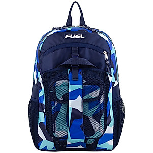 FUEL Lunch Backpack Set Water Resistant Bookbag Bag Soft Reusable Insulated Cooler Lunch Box Thermal Travel Office Lunch Bag, Blue Jagged Shape