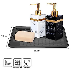 Piduules Eco-friendly Silicone Dish Drying Mat Large Reusable Non-slipping and Heat Resistant Dish Quick Drying Pad, Dishwasher Safe Dishwasher Safe, Black S 11.8"x7.8"