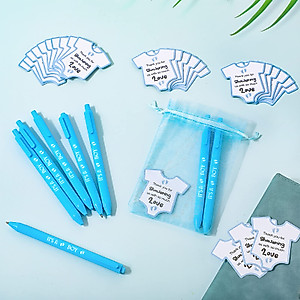 TaoBary 50 Sets Baby Shower Pens Bulk Pink It's A boy Ballpoint Pens Baby Shower Favors with Thank You Cards and Organza Bags Gender Reveal Guests Decorations