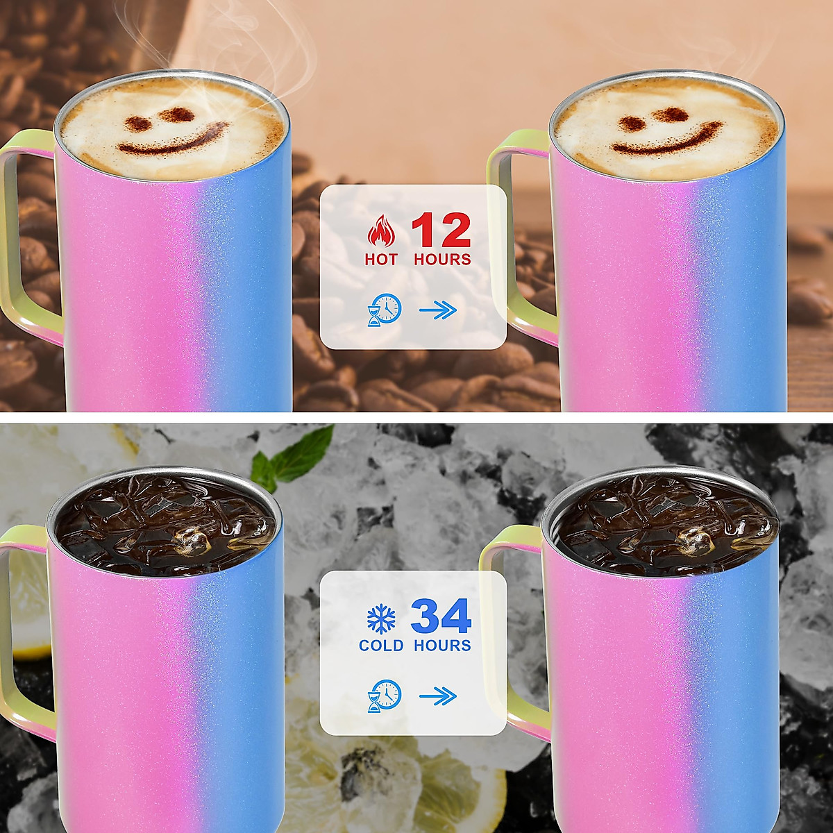 AGH 40oz Tumbler with Handle and Straw Lid, 18/8 Stainless Steel Insulated Coffee Tumbler with lid and straw Leak Proof Travel Mug, Cupholder Friendly Water Bottle for Car Camping, 1 Pack