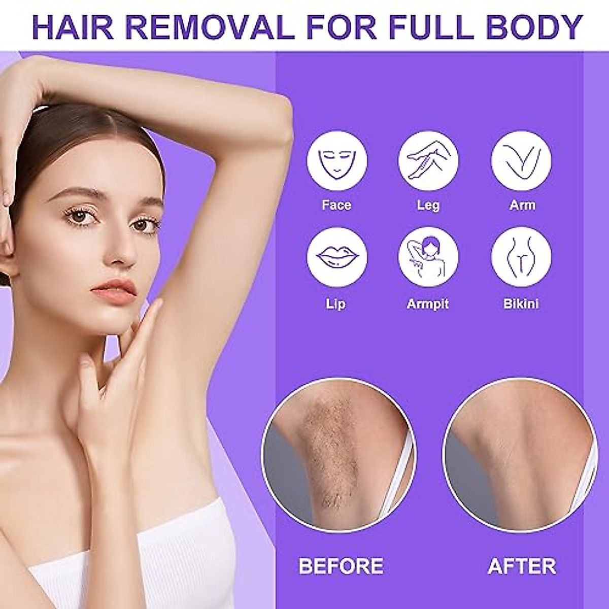 Roll on wax,Waxing Roller Kit,Cera para depil,Wax Roller Kit for Hair Removal, Include 2 Honey Soft Wax Cartridge & 100 Non-Woven Wax Strips, Portable Purple Wax Heater Machine for Women & Men