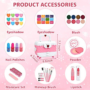 Kids Makeup Kit for Girl Toys, Washable Real Girl Makeup Kit Little Princess Girls Toys, Children Pretend Play Make up Set Kids Toys for 3-10 Year Old Girl Christmas Birthday Gift