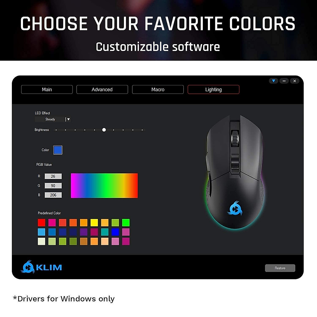 KLIM Wireless Bundle - RGB Mouse + Keyboard - Light v2 Wireless Gaming Keyboard + Blaze Wireless Gaming Mouse - Version New Version - Black