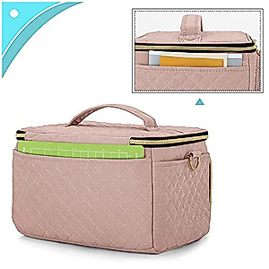 Luxja Carrying Case Compatible with Cricut Joy and Easy Press Mini, Carrying Bag with Supplies Storage Sections, Pale Rose