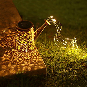 AMWGIMI Solar Lights Outdoor Garden Decor,Solar Waterfall Lights,Waterproof Watering Can Landscape Lights, for Yard Porch Lawn Backyard Landscape Pathway Patio Outside Gardening Gifts