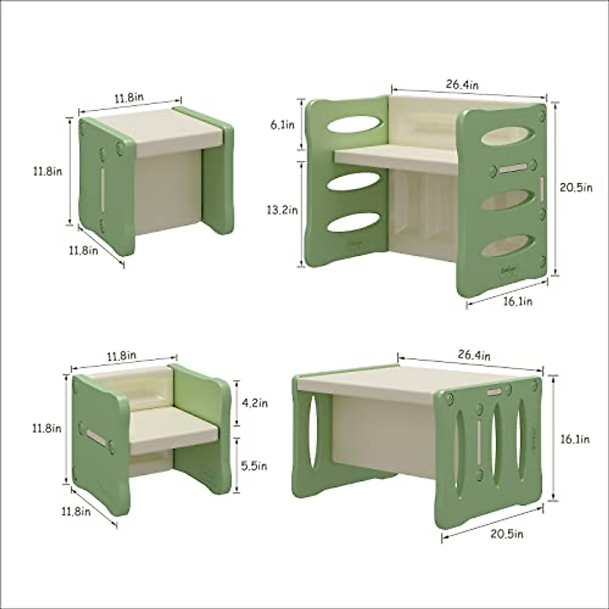 BanaSuper Kid's Table and 2 Chairs Set Plastic Activity Table for Toddlers Children Desk Ideal for Arts & Crafts Snack Time Homeschooling Homework Gift for Boy & Girl(Green with 2 Chairs Set)