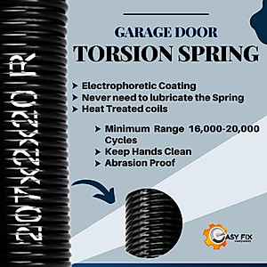 Garage Door Torsion Spring 207x2x20 | Torsion Spring Replacement for Garage Repair | Minimum 16,000 Cycles | Left and Right Hand Wound Replacement with Steel Bearing (Pair) Fix Garage Door 7 + 8 Feet