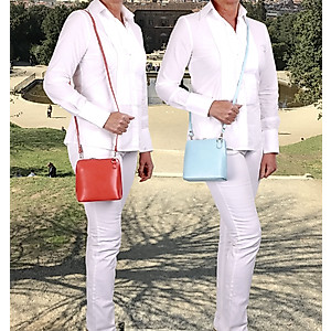 PRIMO SACCHI Ladies Italian Leather Green Small Micro Cross Body Shoulder Bag Handbag Purse