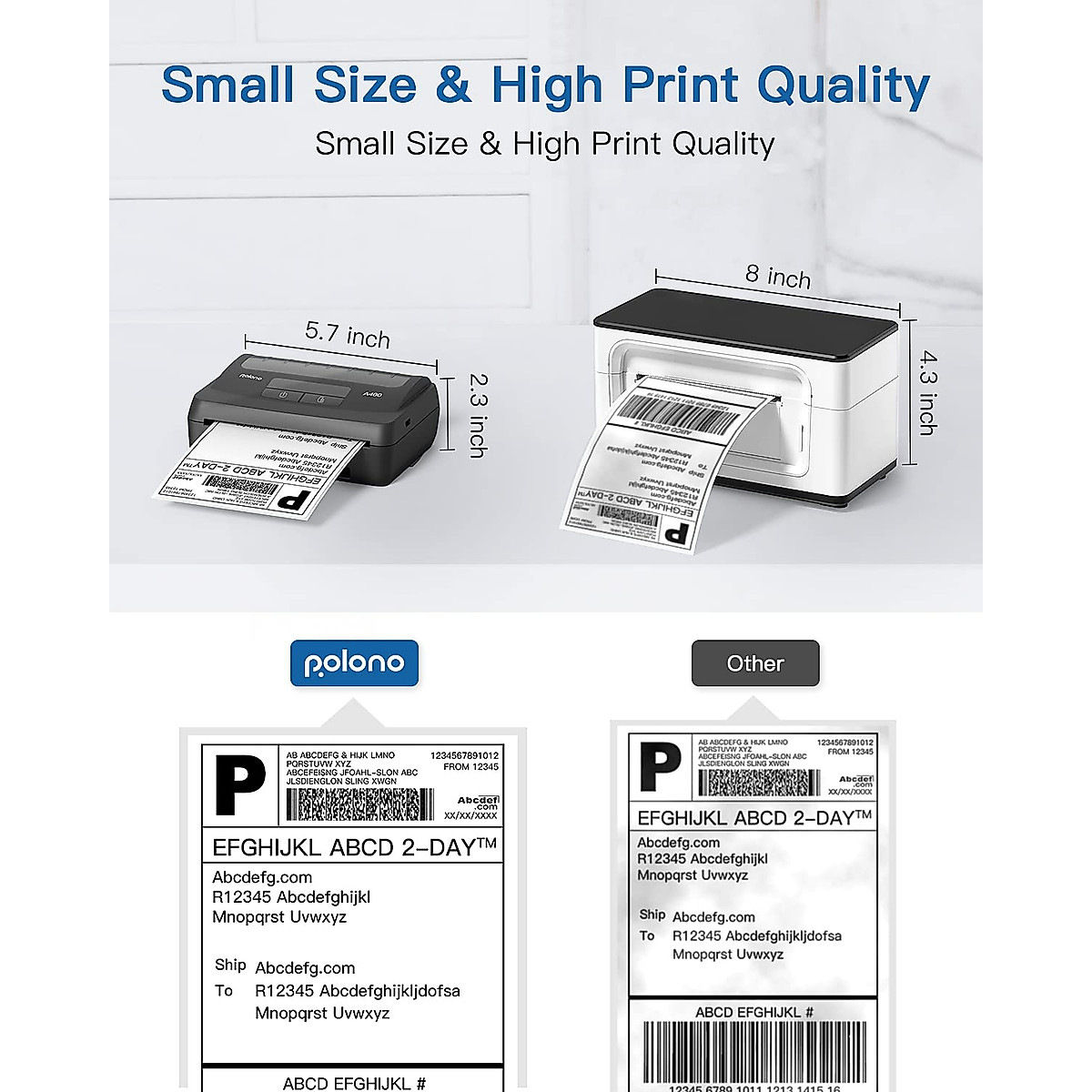 POLONO A400 Bluetooth Thermal Label Printer, 4x6 Label Printer for Shipping Packages Small Business, Bluetooth Shipping Label Printer for iPhone, Android & PC, Compatible with Amazon, Ebay, ect.