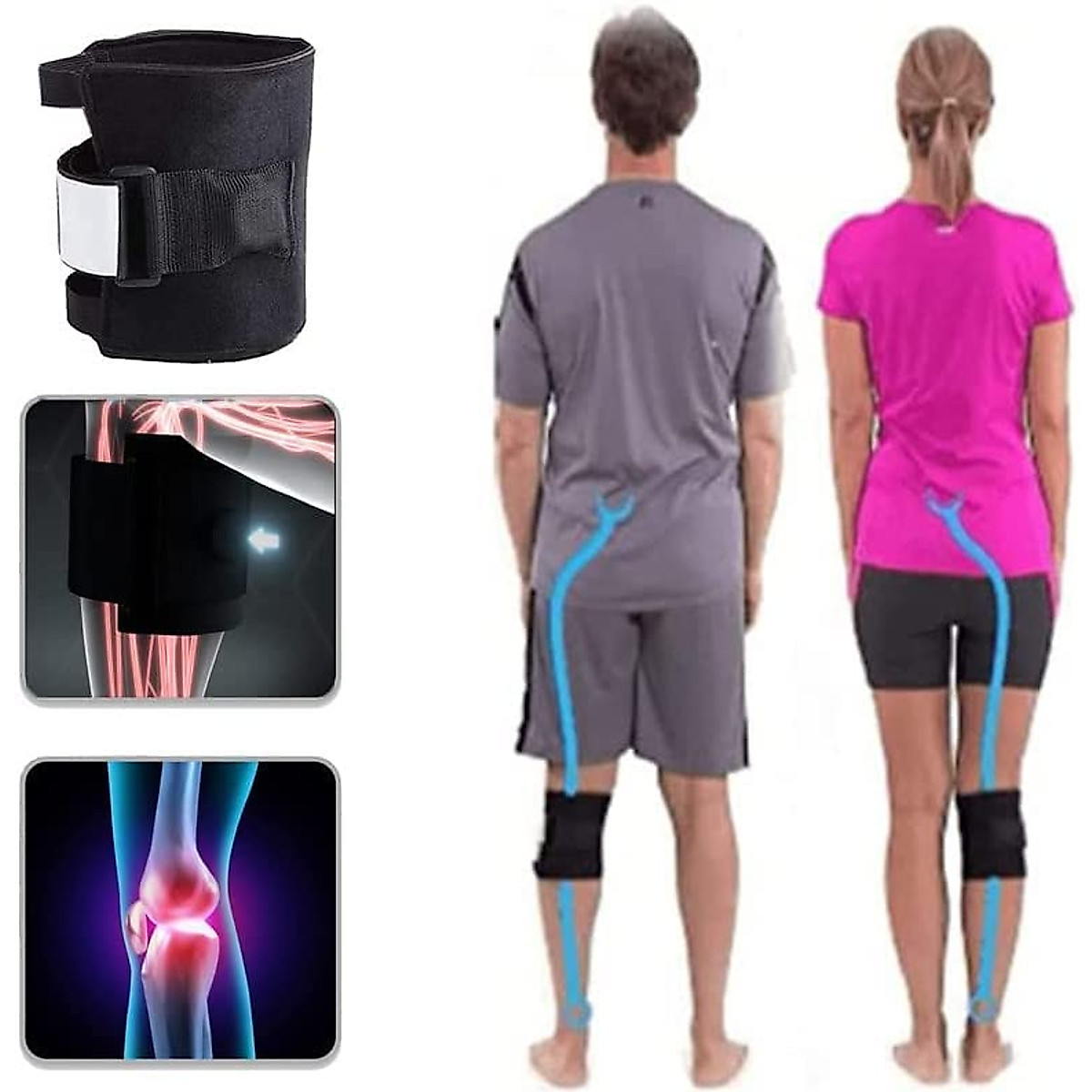 Knee Brace 2 Pack for Instant Relief from Sciatic Nerve Pain, Acupoint Pressure Pad Applies Gentle Targeted Compression brace for sciatica as seen on tv, Joint Pain Relief - Black AB