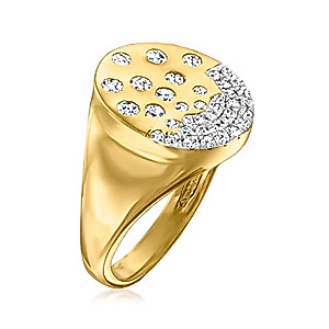 Ross-Simons 0.45 ct. t.w. Scattered Diamond Signet Ring in 18kt Gold Over Sterling. Size 7