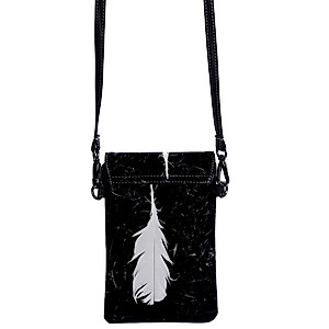 MAPOLO Feather Black And White Women Small Crossbody Bag Cell Phone Purse Wallet for Women Girls