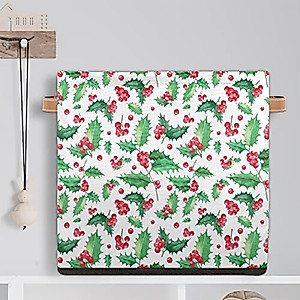Large Collapsible Storage Bins,Christmas Berry Leaf Decorative Canvas Fabric Storage Boxes Organizer with Handles,Cube Square Baskets Bin for Home Shelves Closet Nursery Gifts