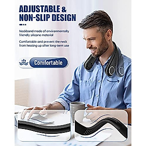 RIYA Bladeless Neck Fan - 5200mAh Personal Portable Air Conditioner - 360° Cooling Wearable Fan - Low Noise, Up to 20Hrs Rechargeable Battery for Travel Outdoor, Camping, Office