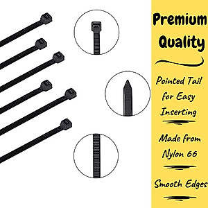 Bates- Cable Zip Ties, 200 Pack, 4 Inch, Zip Ties, Zipties, Cable Tie, Plastic Ties, Tie Wraps, Electrical Cable Ties, Plastic Zip Ties, Black Zip Tie, Plastic Straps, Wire Ties, Cord Ties