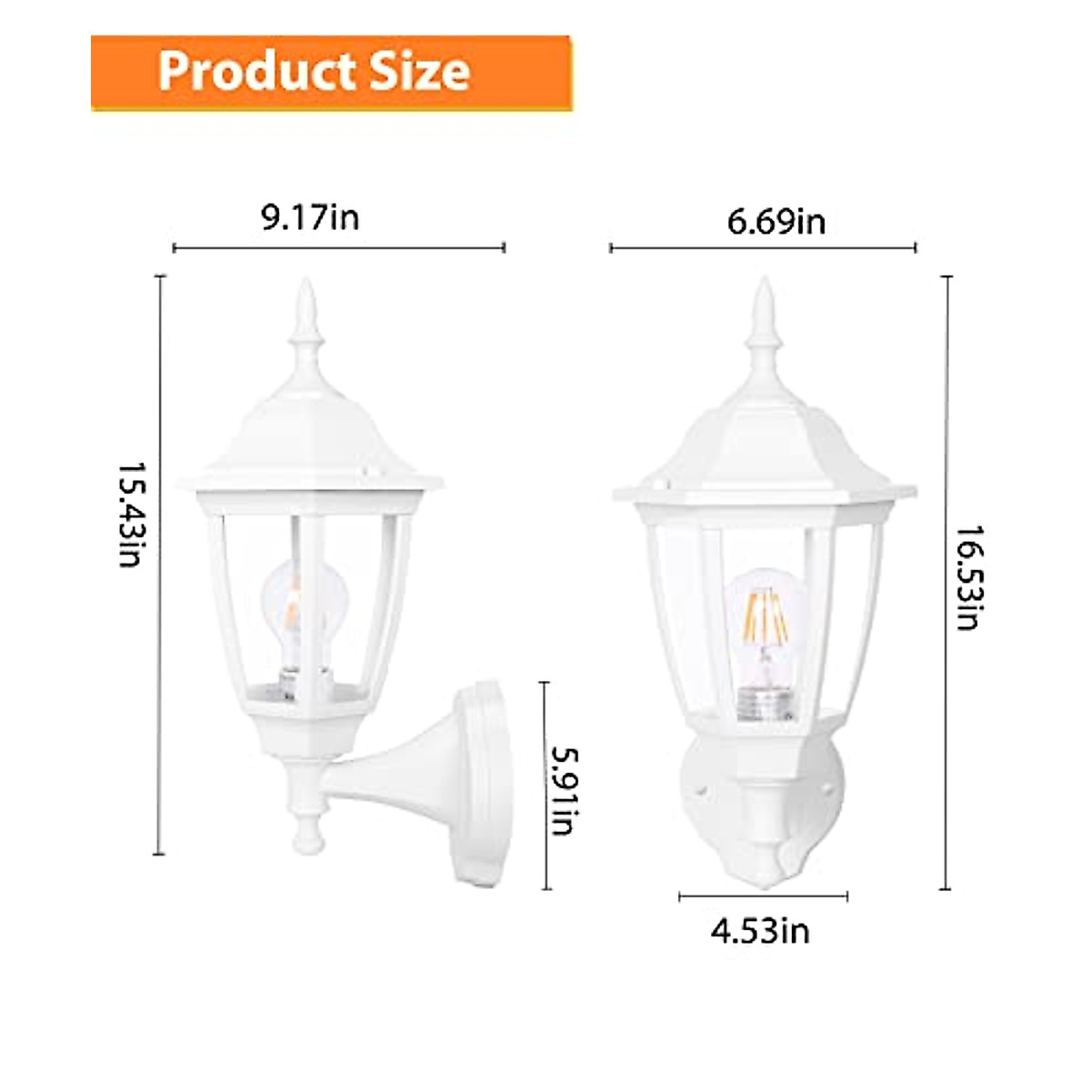 FUDESY Outdoor Wall Lantern, Exterior Waterproof Wall Sconce Light Fixture, White Front Porch Light Wall Mount for Garage, Patio, Yard, FDS2542EW (Bulb Included)