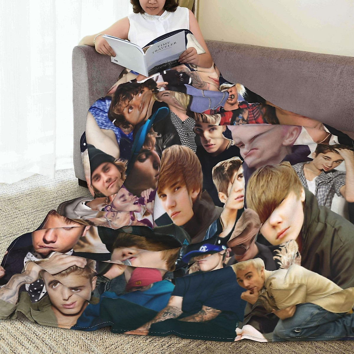 Singer Justin Blanket Throw Blanket Soft Plush Travel Blanket for Bedroom Living Room Couch Office All Season Gift for Women Men Girls Boys 50"x40"