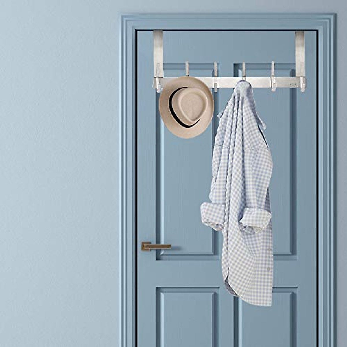 STZZ Over The Door Hook,Stainless Steel Heavy-Duty 12 Hooks Organizer Rack for Coats,Robes,Hats,Clothes,Bathroom Hanging Towels Rack