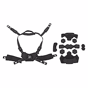 Airshi Helmet Dial Suspension System Chin Strap, Adjustable 24 Hook and Fasteners Helmet Padding Kit Soft for Outdoor (Black Sponge)
