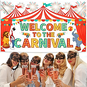 KatchOn, XtraLarge Welcome To The Carnival Banner - 72x44 Inch | Carnival Decorations for Carnival Theme Party Decorations | Carnival Games Decor for Circus Theme Party Decorations | Carnival Backdrop