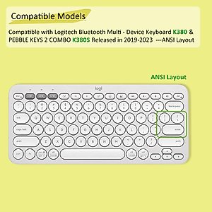 Silicone Keyboard Cover Skin for Logitech K380 & 2023 Pebble Keys 2 K380S Combo for MAC Bluetooth Multi - Device Ultra Thin Protective Keyboard Cover Skin