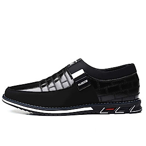 COSIDRAM Men Casual Shoes Sneakers Loafers Walking Shoes Lightweight Driving Business Office Slip on Black 12